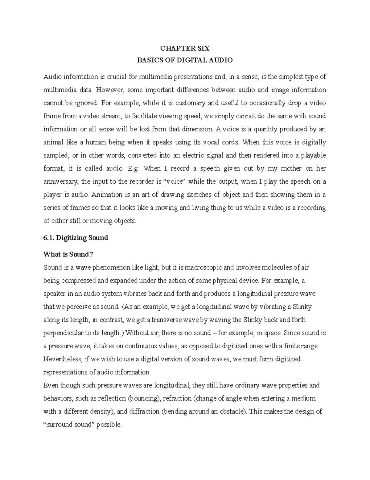 MM ch6-11 - engineering - CHAPTER SIX BASICS OF DIGITAL AUDIO Audio ...