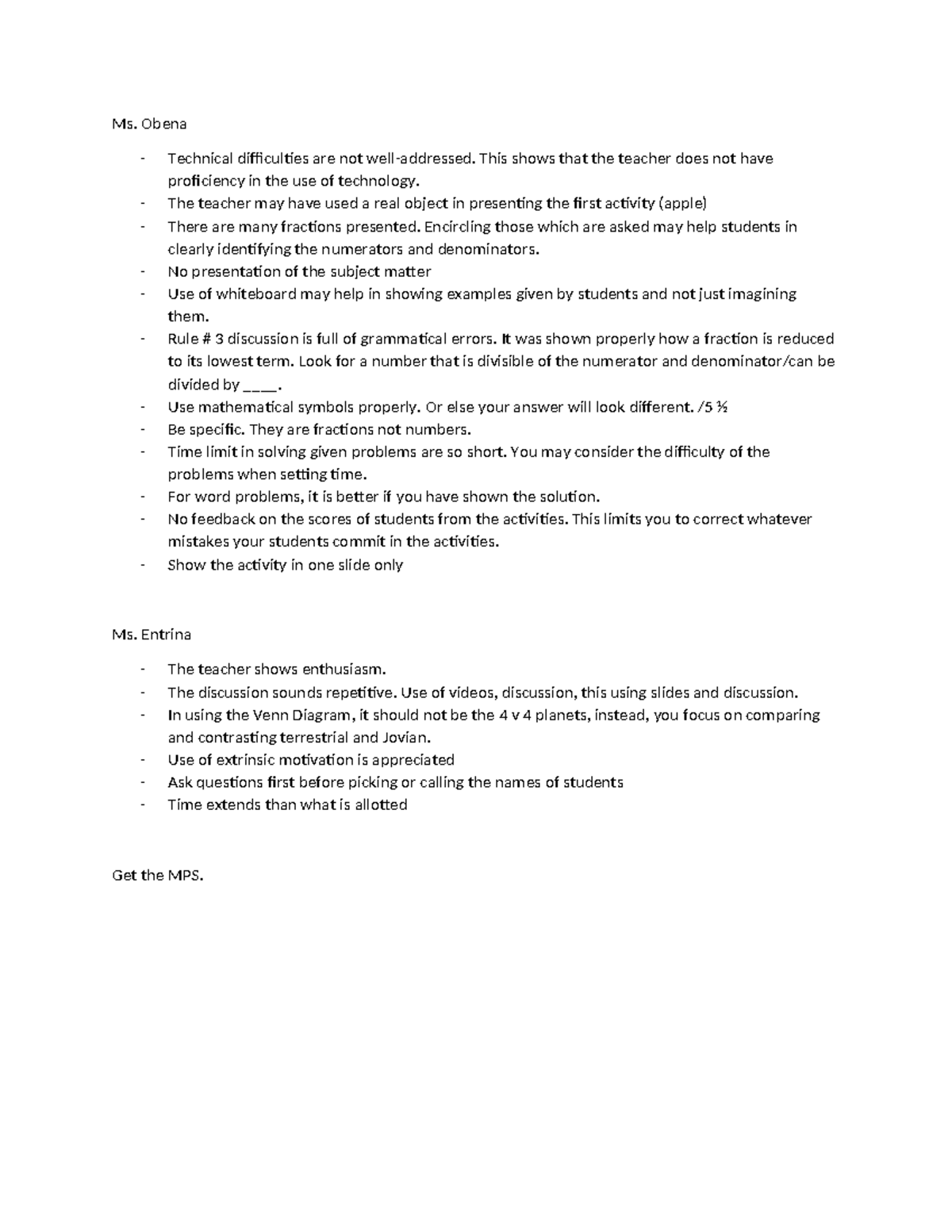 Demo Comments - Summary Bachelor of elementary education - Ms. Obena ...