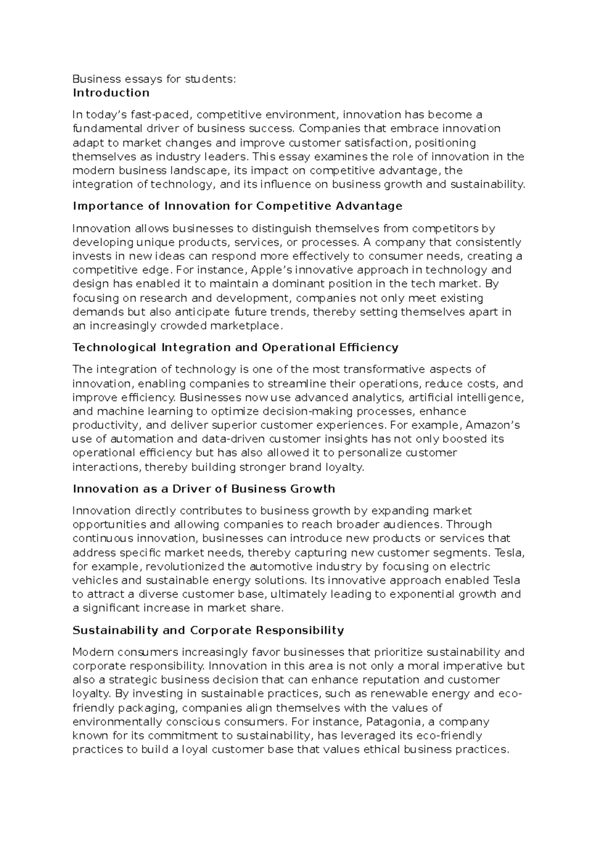 Business essays for students - Business essays for students ...