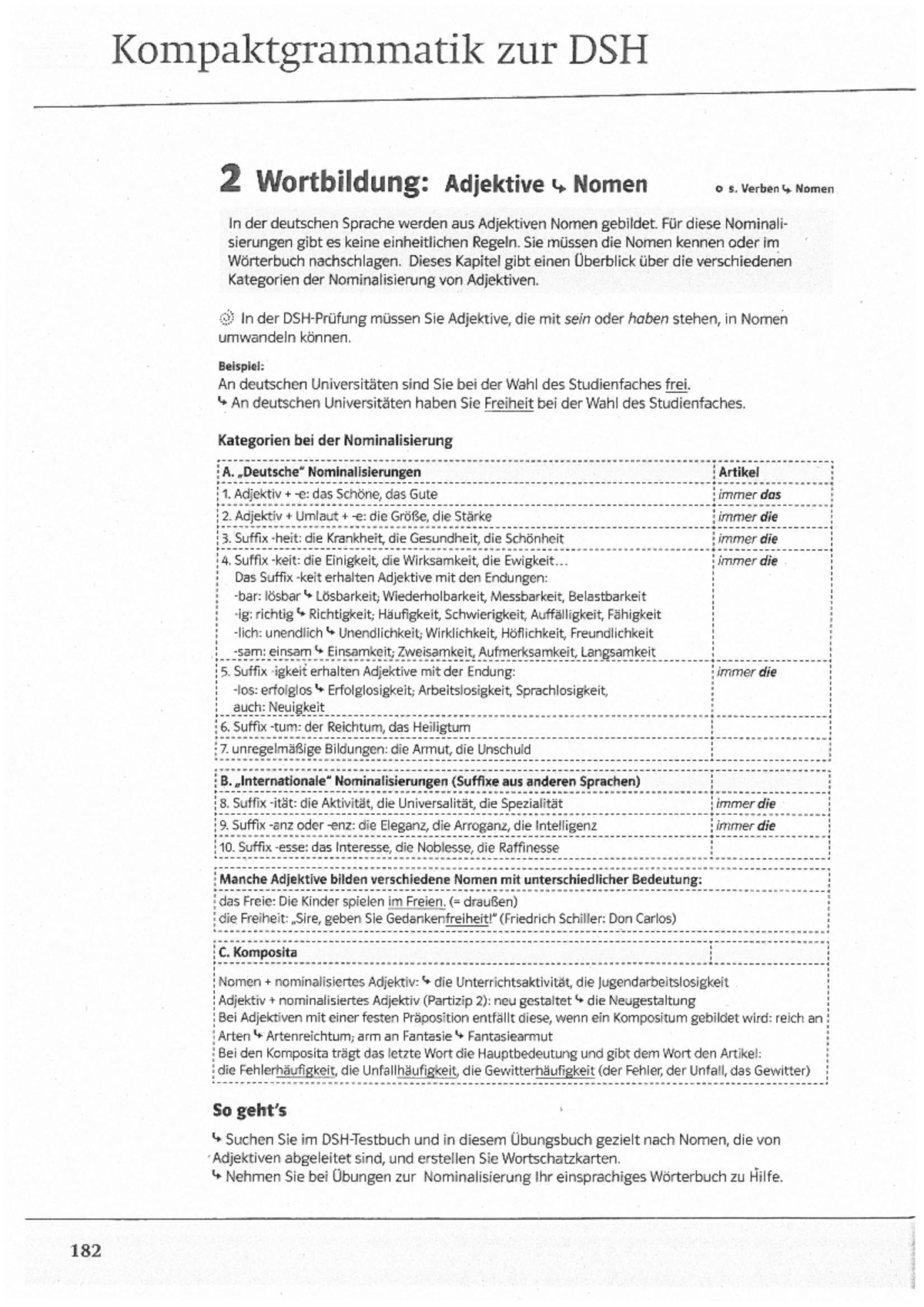 Adjektive-nomen kurs mit beispiel - Grammatik und Sprachverarbeitung ...