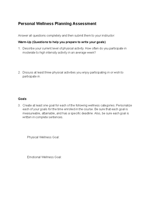 Module 3 wellness plan - Module Three Wellness Plan GO TO FILE – Choose ...