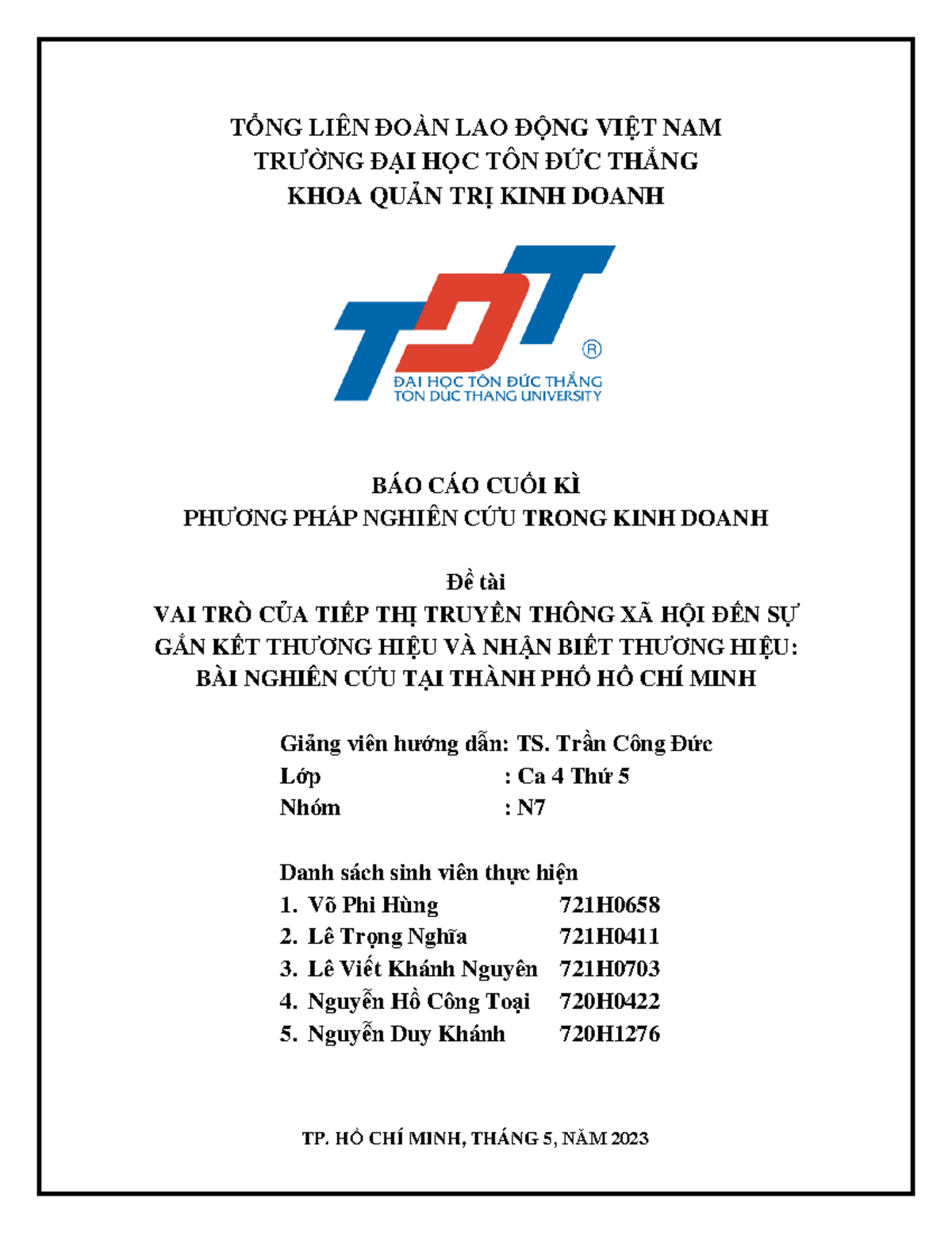 BCCK ppnc - Summary bao cao - TỔNG LIÊN ĐOÀN LAO ĐỘNG VIỆT NAM TRƯỜNG ĐẠI HỌC TÔN ĐỨC THẮNG KHOA ...