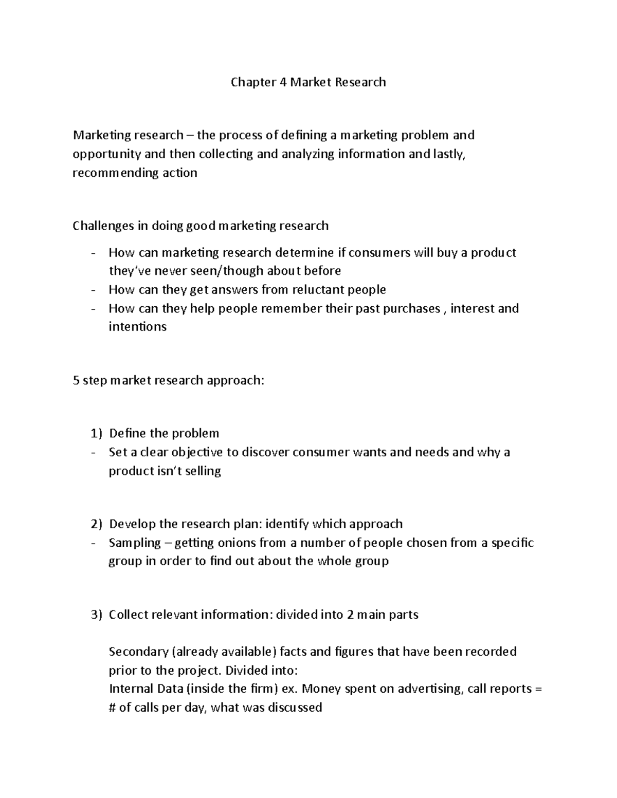 Chapter 4 Market Research - Chapter 4 Market Research Marketing ...