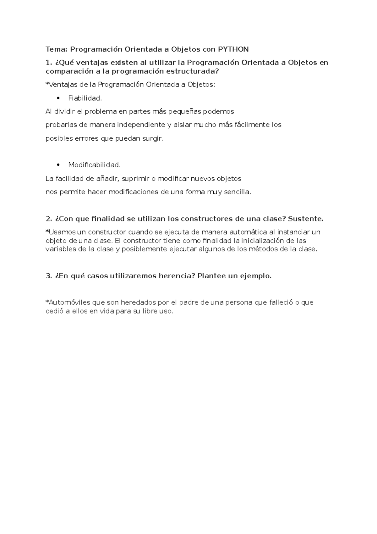 Documento 2 - foro del curso poo - Tema: Programación Orientada a Objetos con PYTHON ¿Qué ...