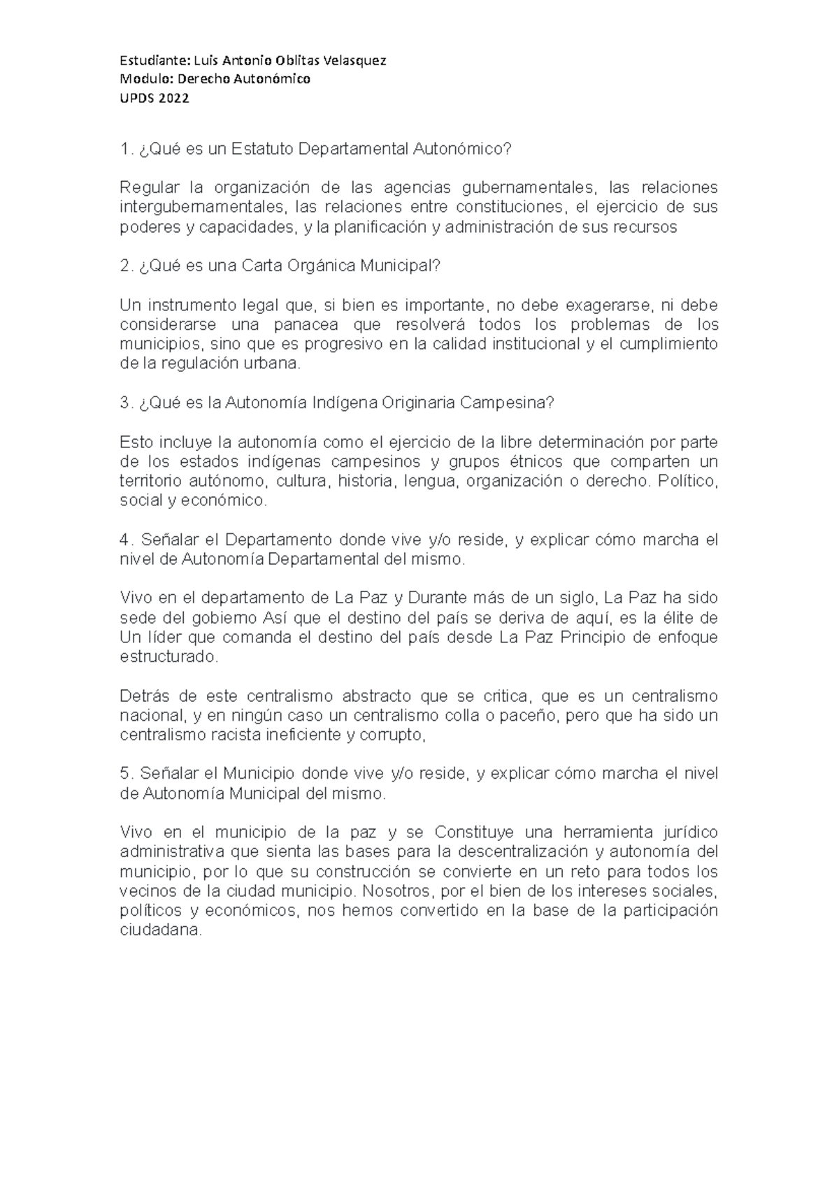 DERECHO AUTONOMO - Estudiante: Luis Antonio Oblitas Velasquez Modulo ...