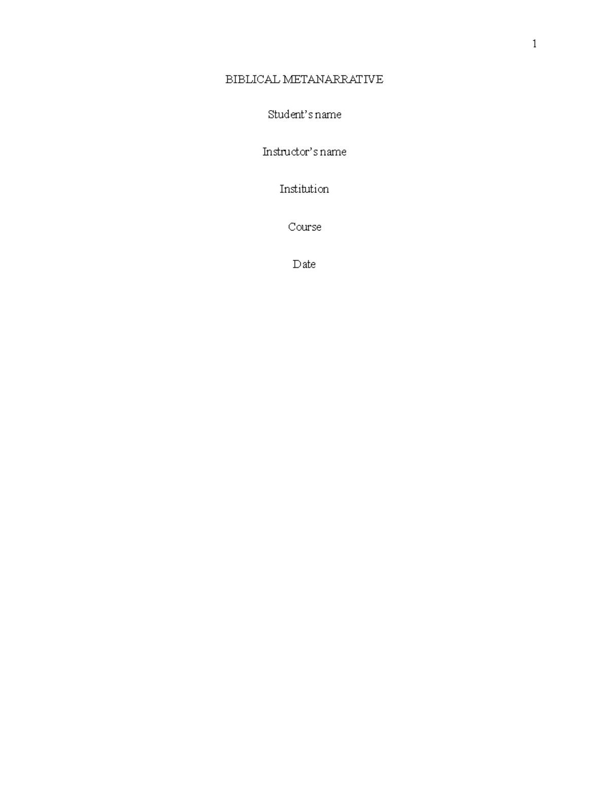 Biblical Metanarrative - It is a narrative that tells of God's plan of ...