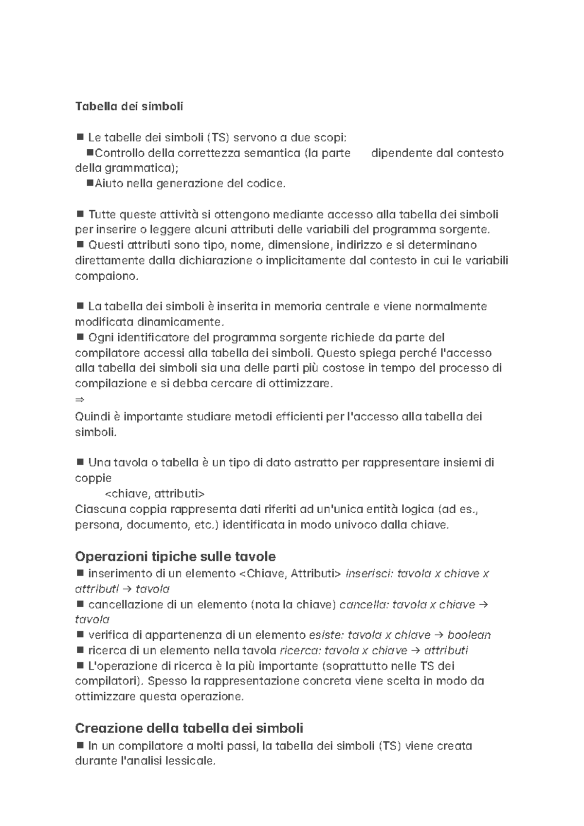 Tabella dei simboli - Tbell dei simboli Le tbelle dei simboli (TS ...