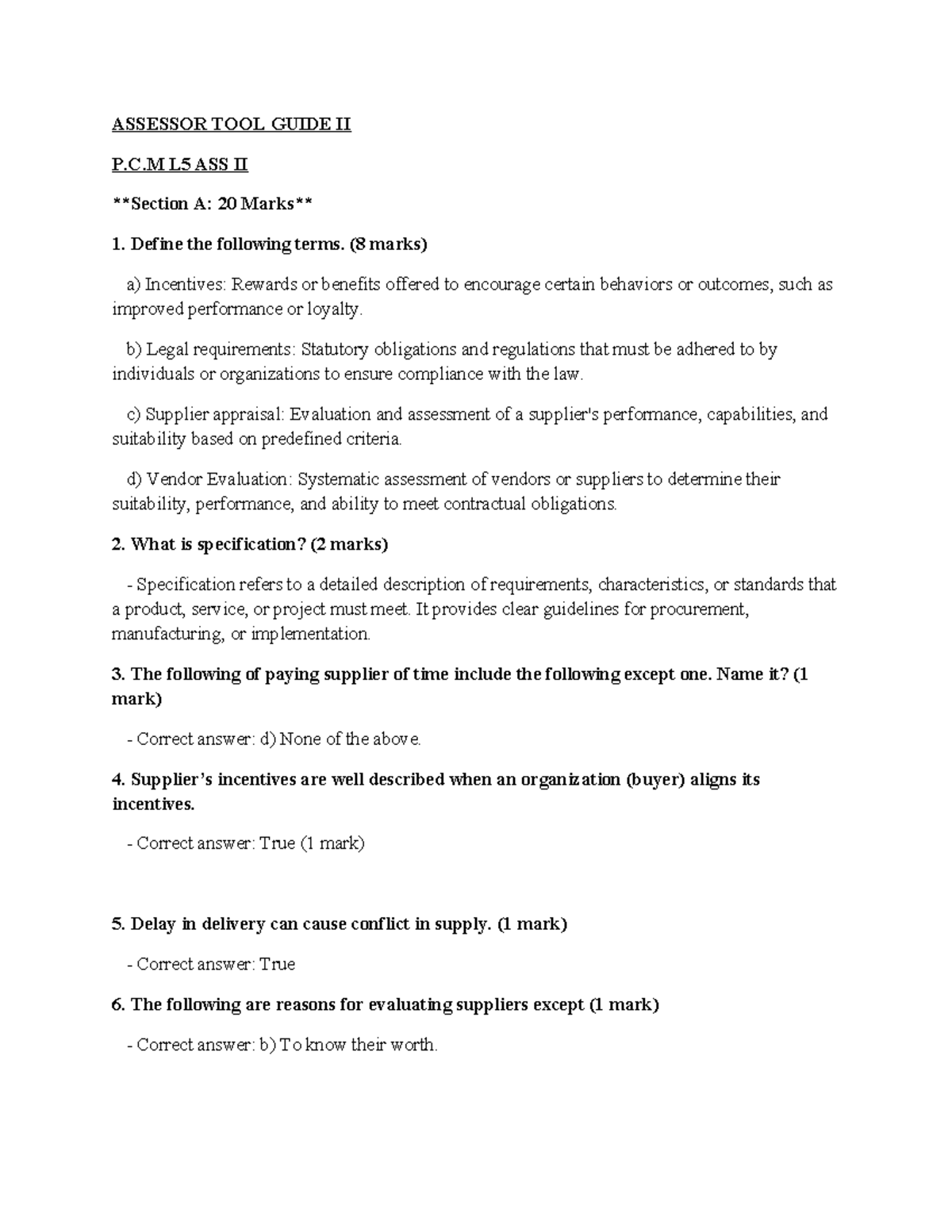 P.C.M L5 Assessor TOOL Guide II - ASSESSOR TOOL GUIDE II P.C L5 ASS II ...