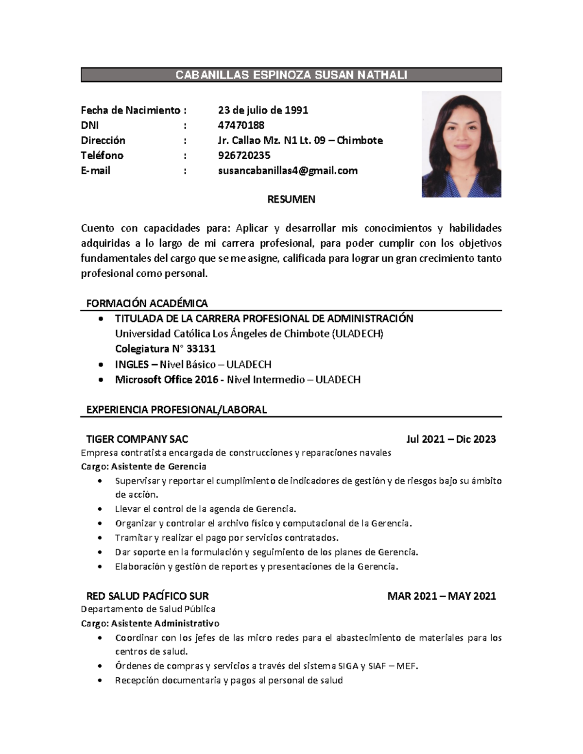 Susan cv + Certificados 2024 - Susan Cabanillas - CABANILLAS ESPINOZA ...