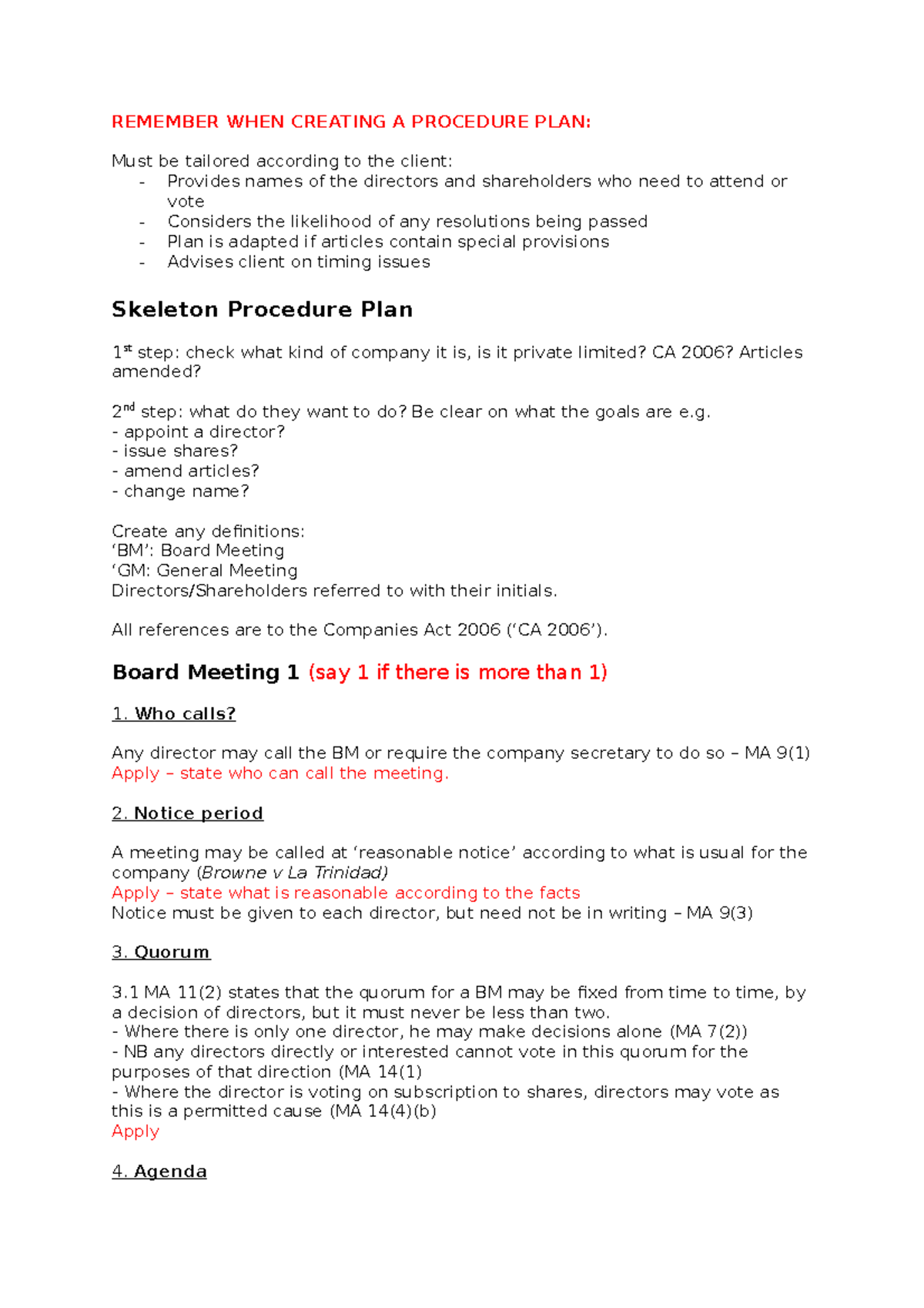 Skeleton Procedure Plan - REMEMBER WHEN CREATING A PROCEDURE PLAN: Must ...