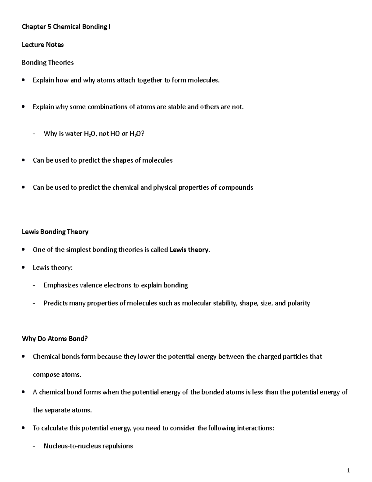 Chapter 5 Chemical Bonding I Lecture Notes - Chapter 5 Chemical Bonding ...