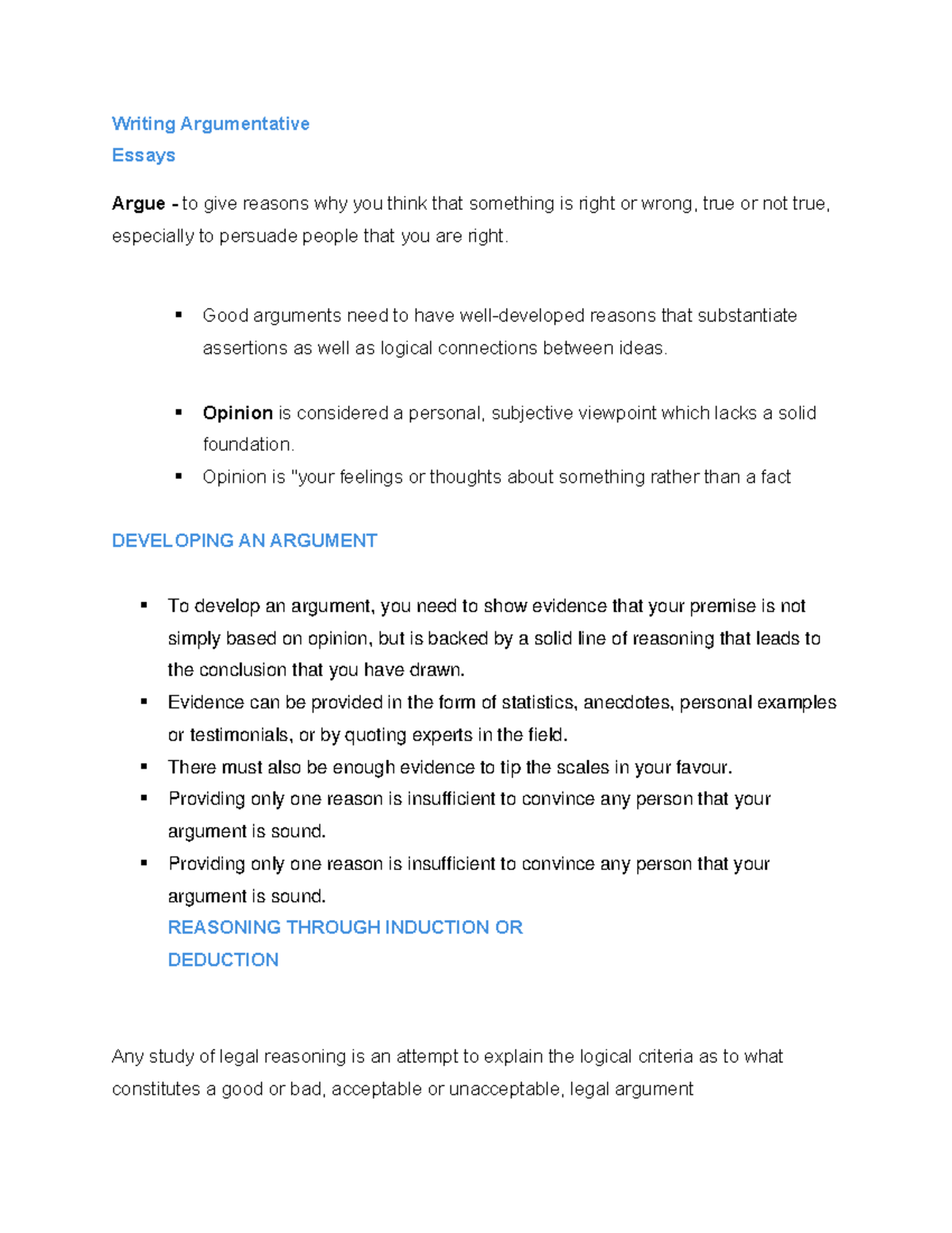 ELS powerpoint notes - Writing Argumentative Essays Argue - to give ...