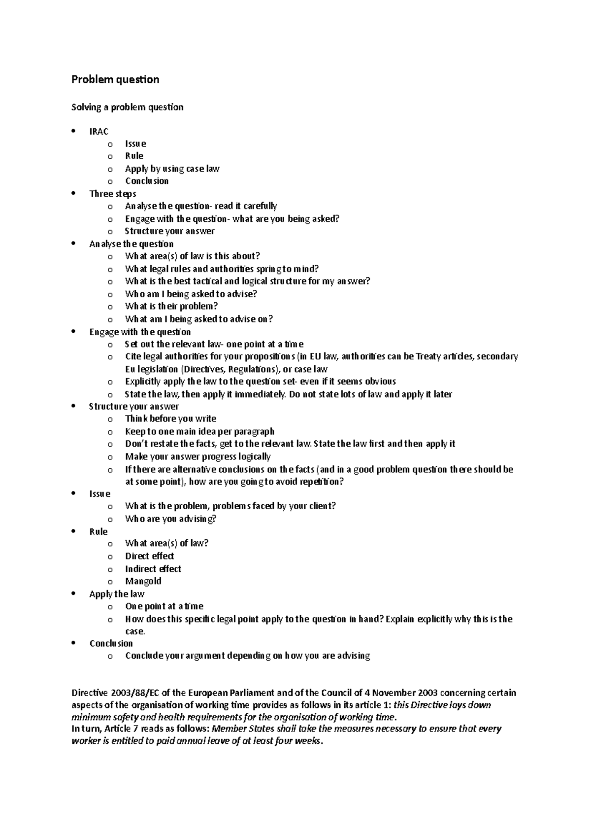 Problem question - Directives - Problem question Solving a problem ...