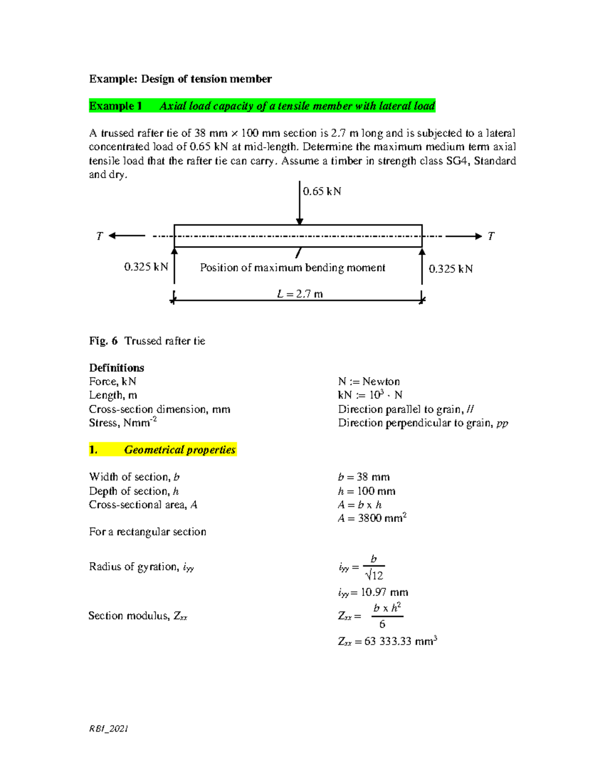 Example Design of Tension members - RBI_ Example: Design of tension ...
