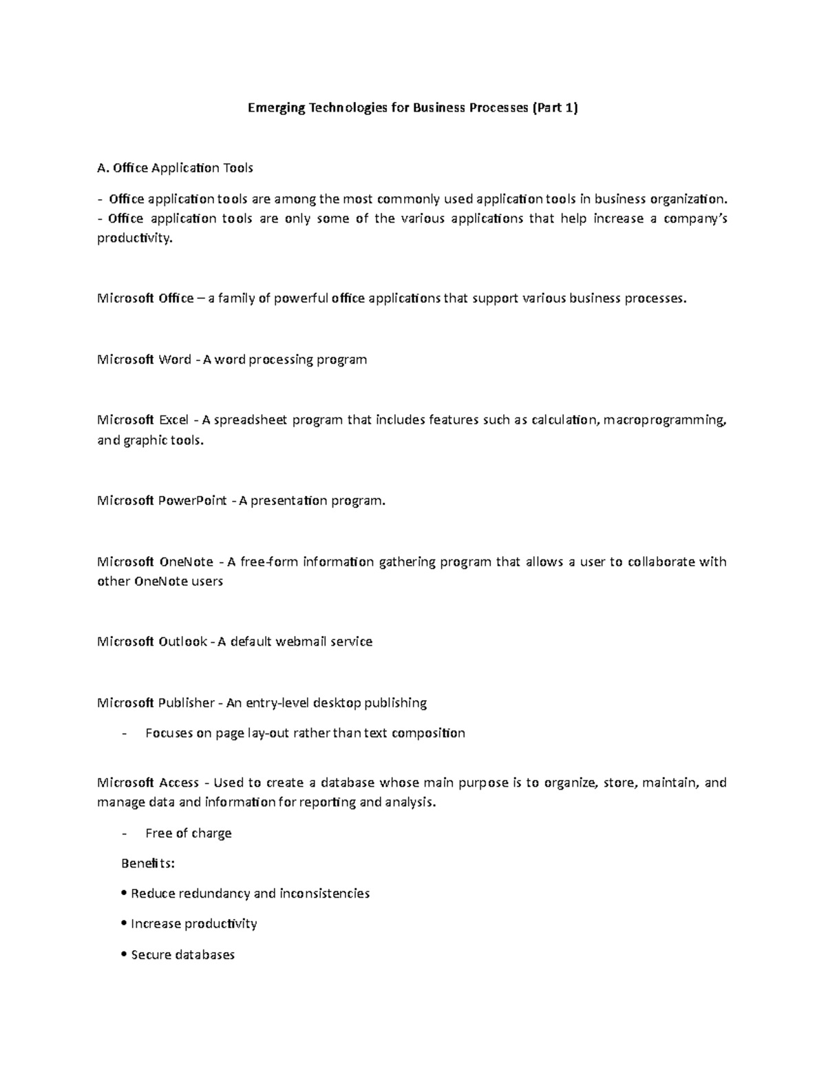 Emerging Technologies for Business Processes Part 1 - IT Application ...