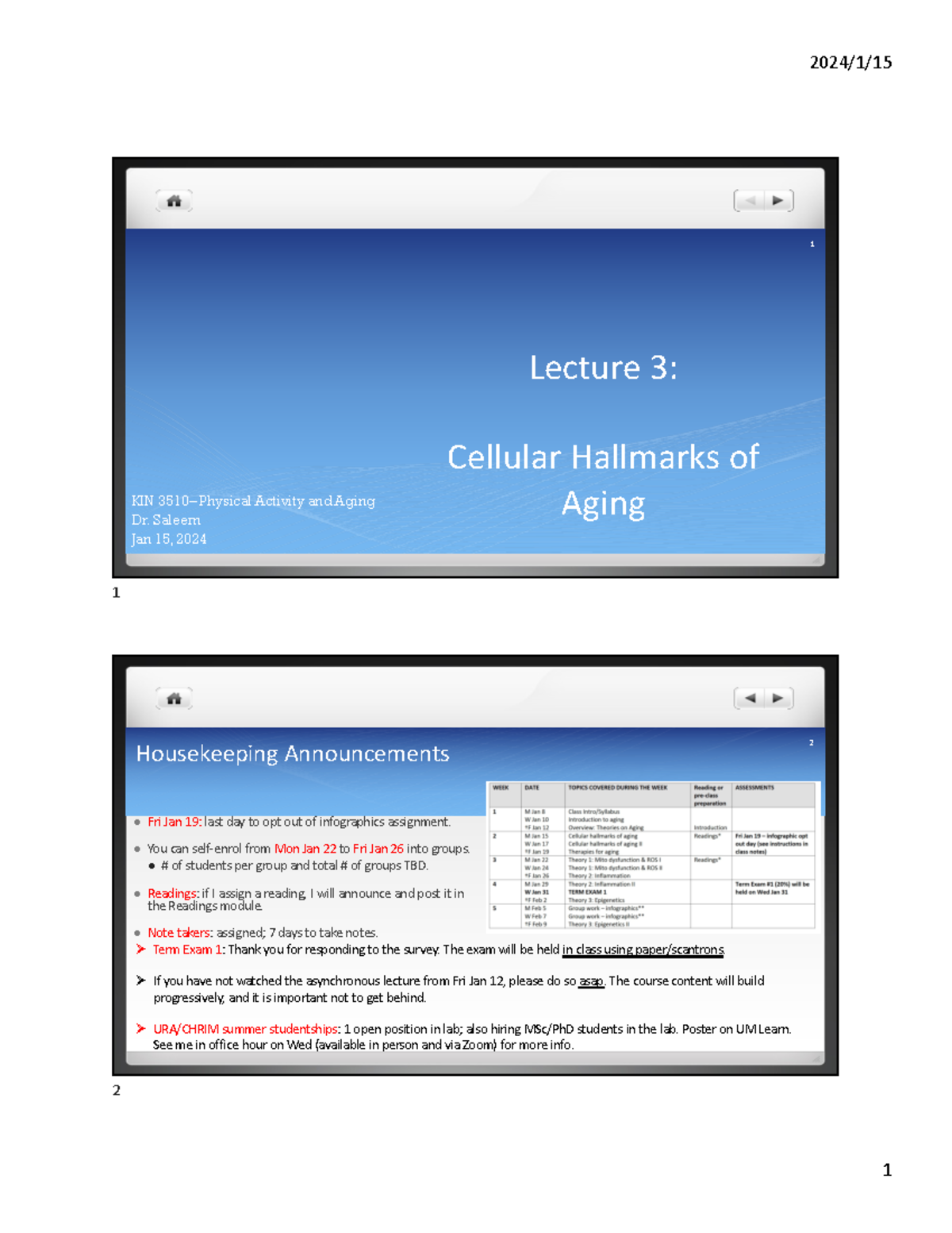 20240115 Lecture 3 Cellular Hallmarks Therapies - Lecture 3: Cellular ...