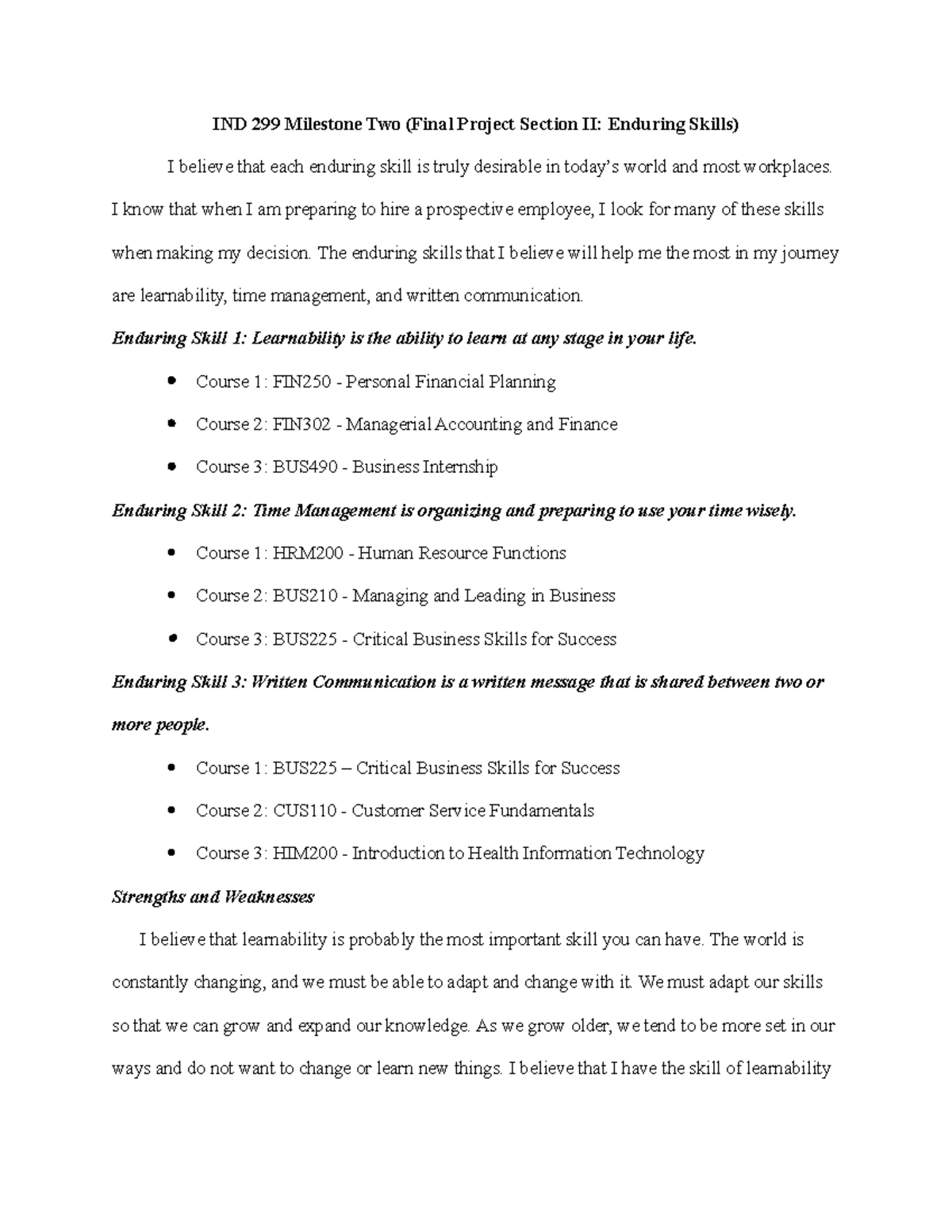 IND 299 Milestone Two Assignment - IND 299 Milestone Two (Final Project ...