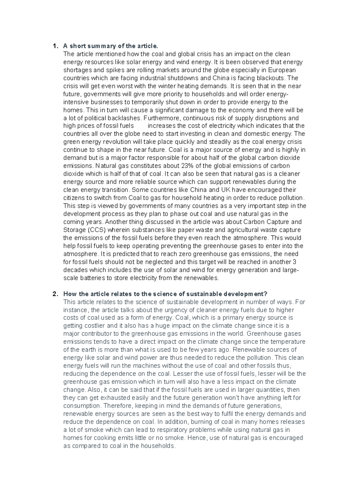 Current Issues Article Submission 4 - 1. A short summary of the article ...