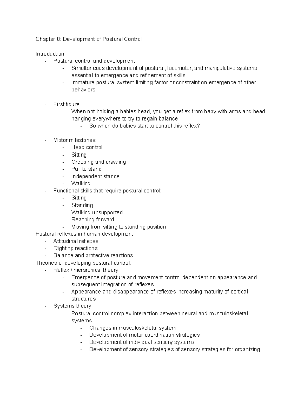 Chapter 8: Development of Postural Control - Chapter 8: Development of ...