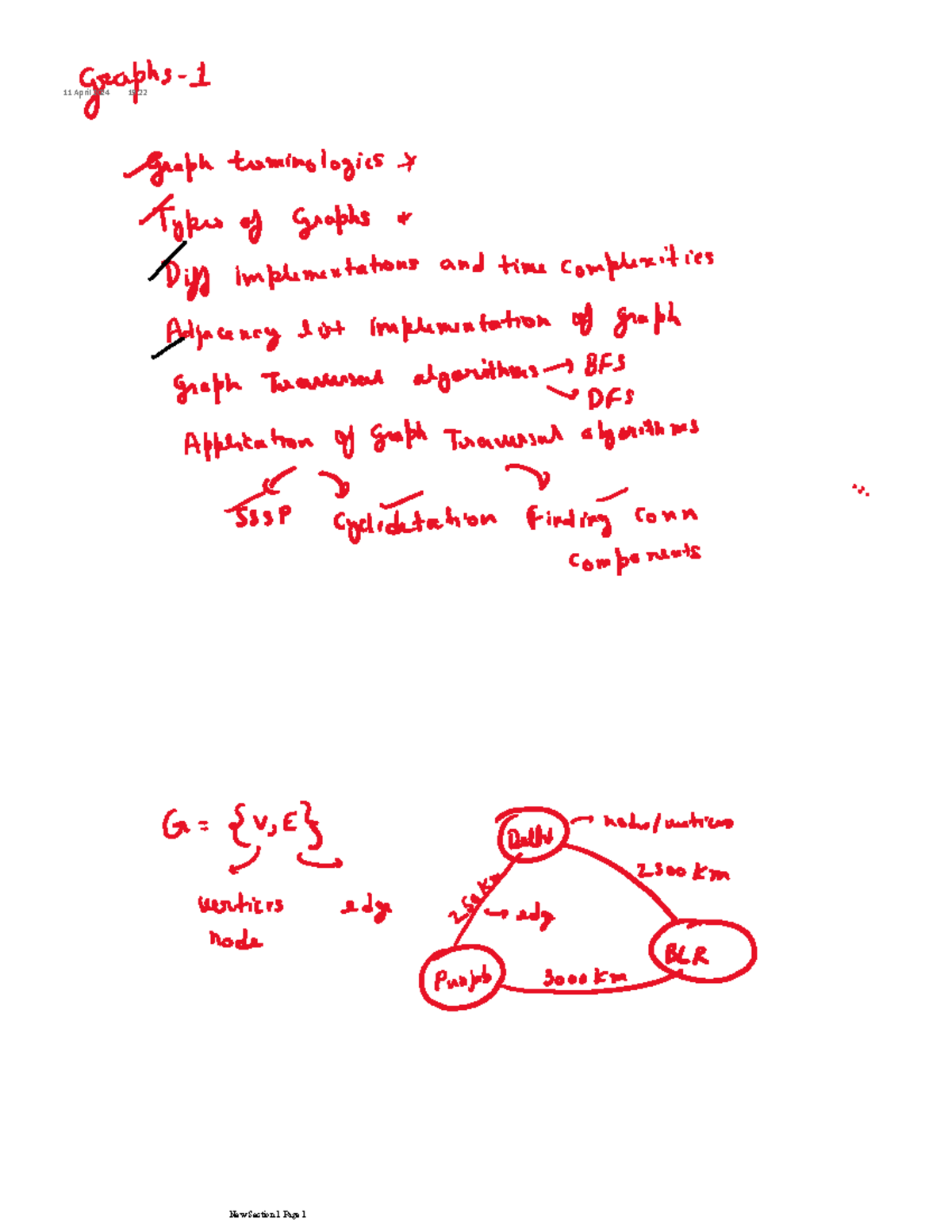 Graphs 1 Notes - b.tech - 11 April 2024 19: , - Studocu