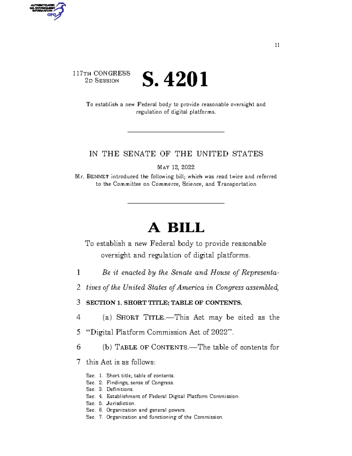 Bills-117s4201is - Lecture materials - II 117 TH CONGRESS 2 D SESSION S ...