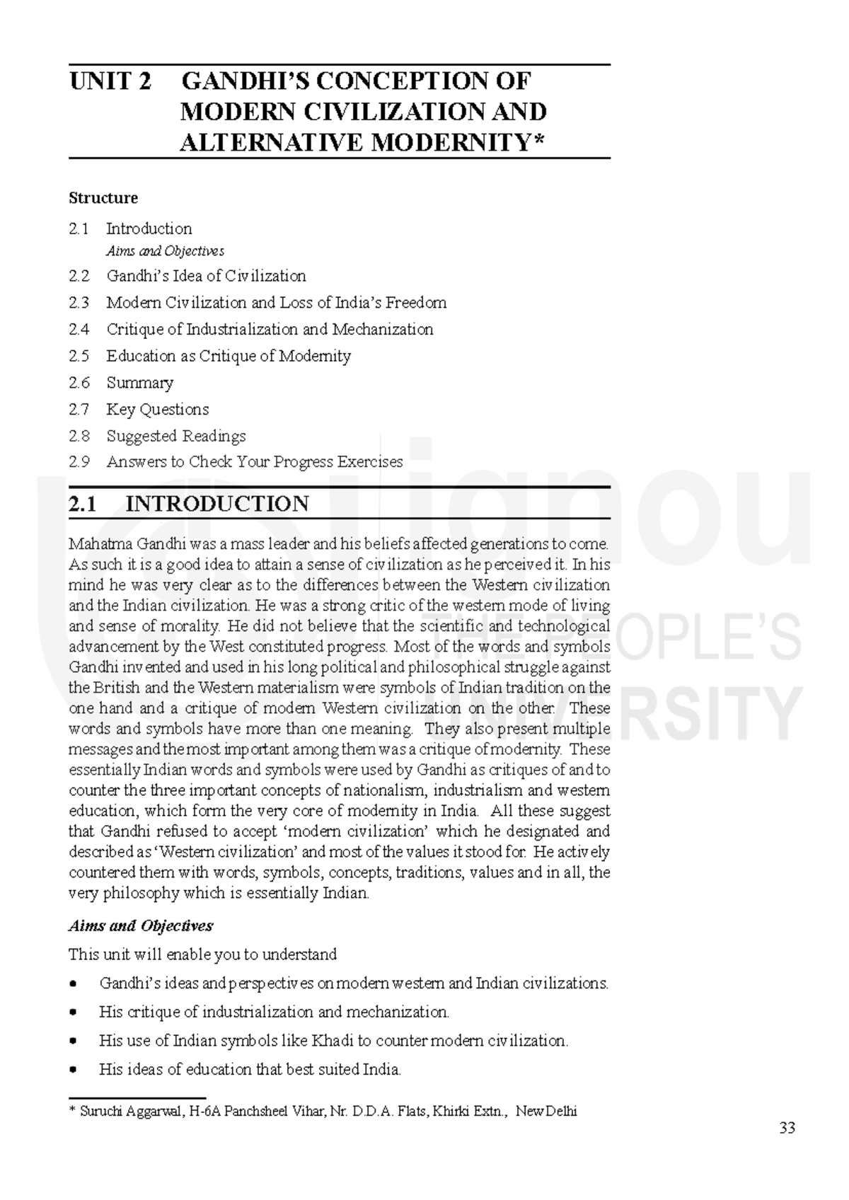 Unit-2-1 - Material - Gandhi: Life and Times UNIT 2 GANDHI’S CONCEPTION ...