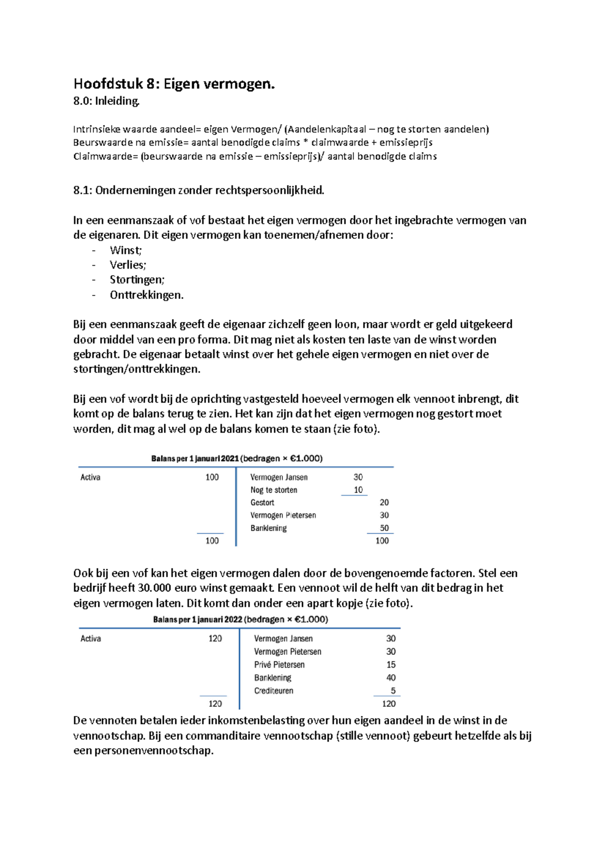 BE Samenvatting - Commanditaire vennootschap Eenmanszaak: - Geen ...