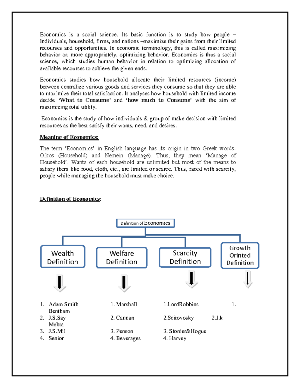 Introduction of economics - Economics is a social science. Its basic ...