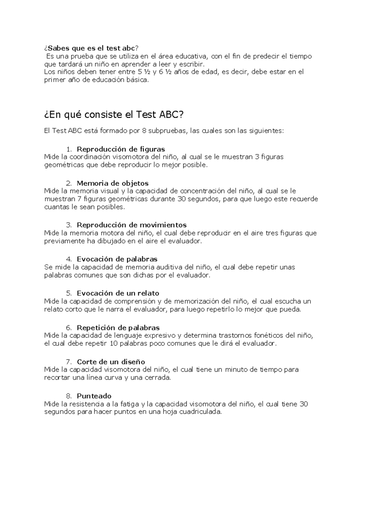 test abc para aclarar la inteligencia en la niñez - ¿Sabes que es el ...