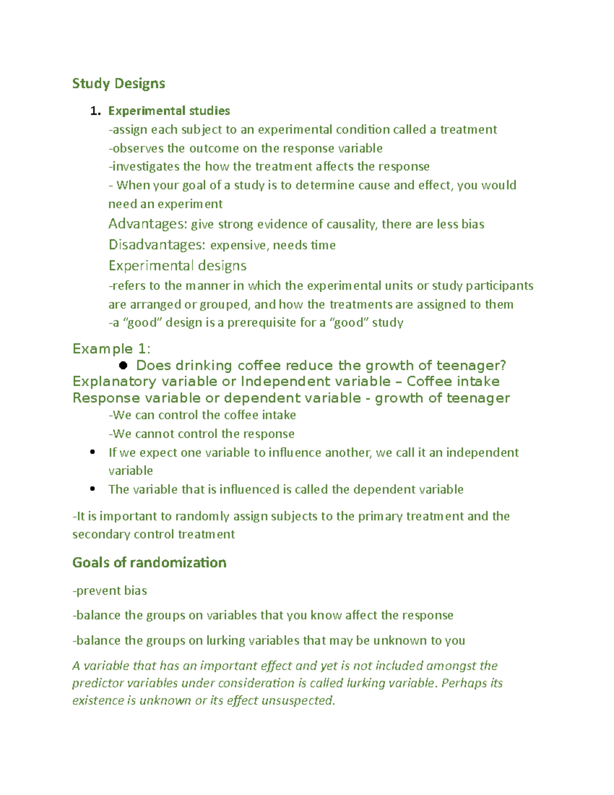 Study Designs - Lecture notes 7 - Study Designs 1. Experimental studies ...