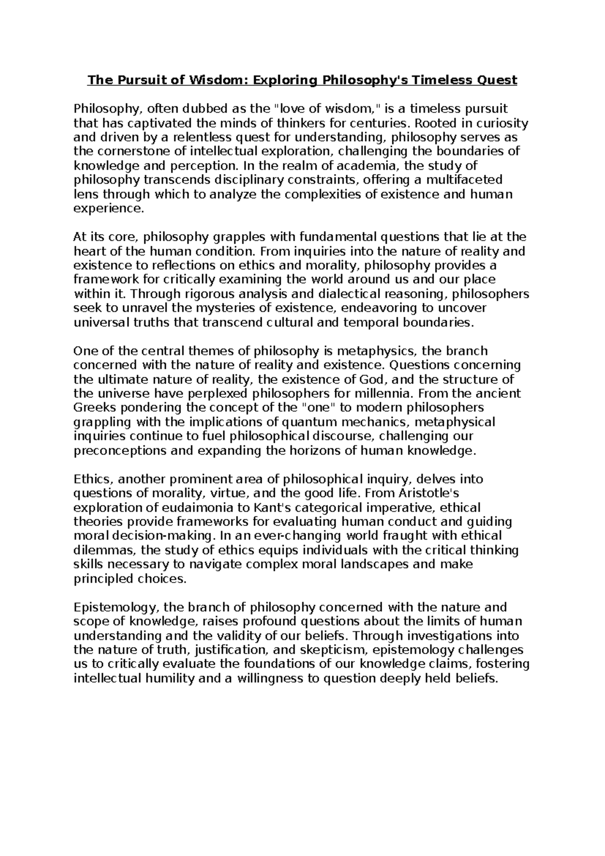 The Pursuit of Wisdom - Rooted in curiosity and driven by a relentless ...