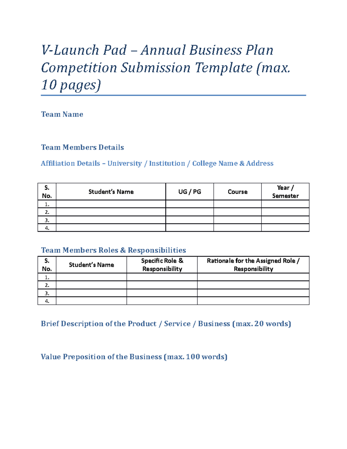 V-Launch-Pad-–-Annual-Business-Plan-Competition-Submission-Template v01 ...