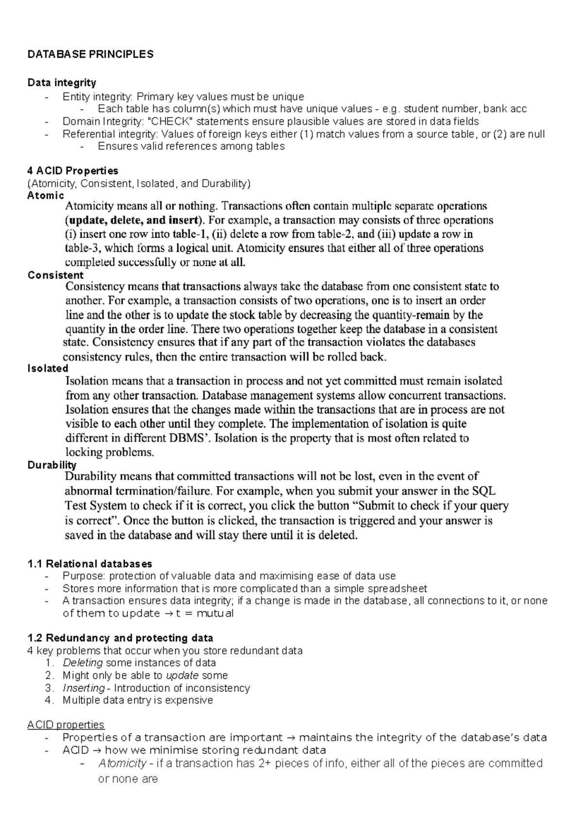 Database Principles with Random Notes - DATABASE PRINCIPLES Data ...