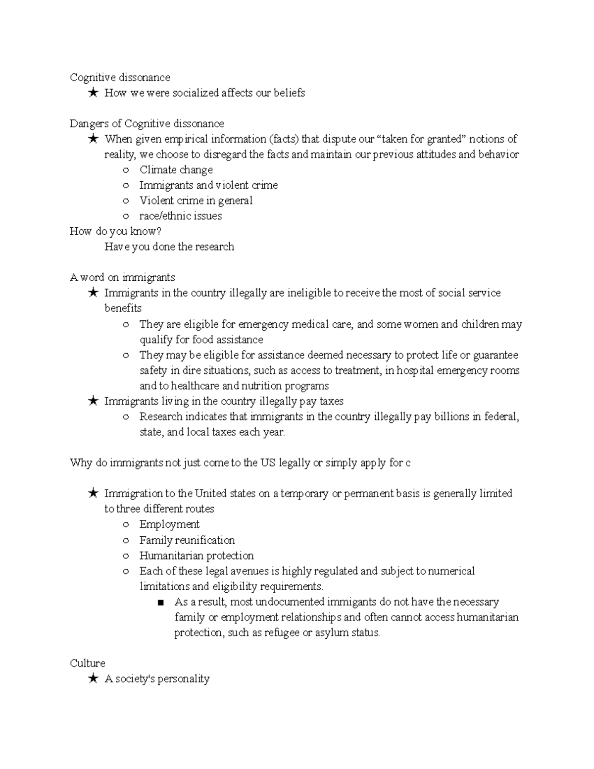 Unit 2 Sociology Notes - Cognitive dissonance ★ How we were socialized ...