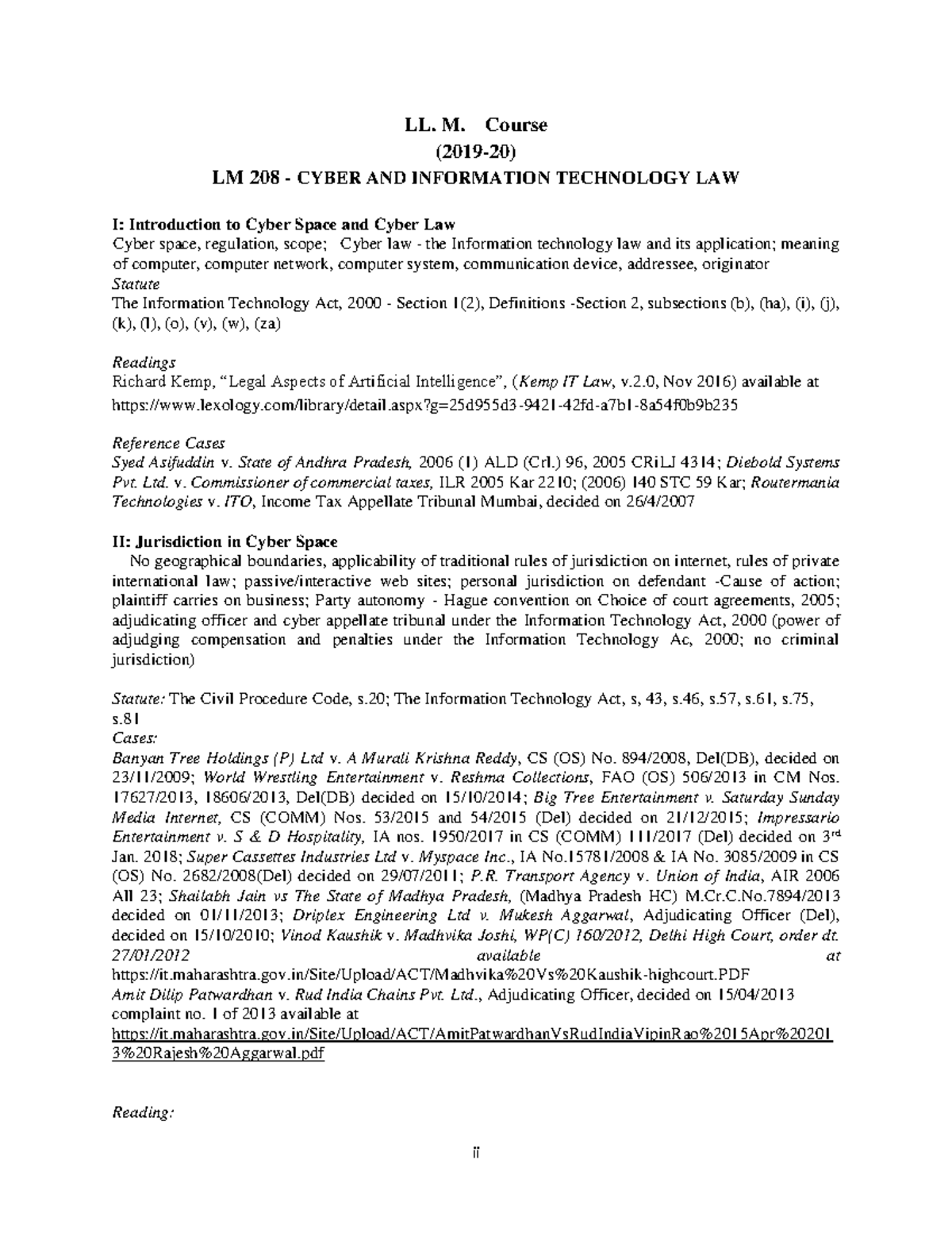 LLM syllabus ll.m. 2020 Cyber laws questions papers solved and solved ...