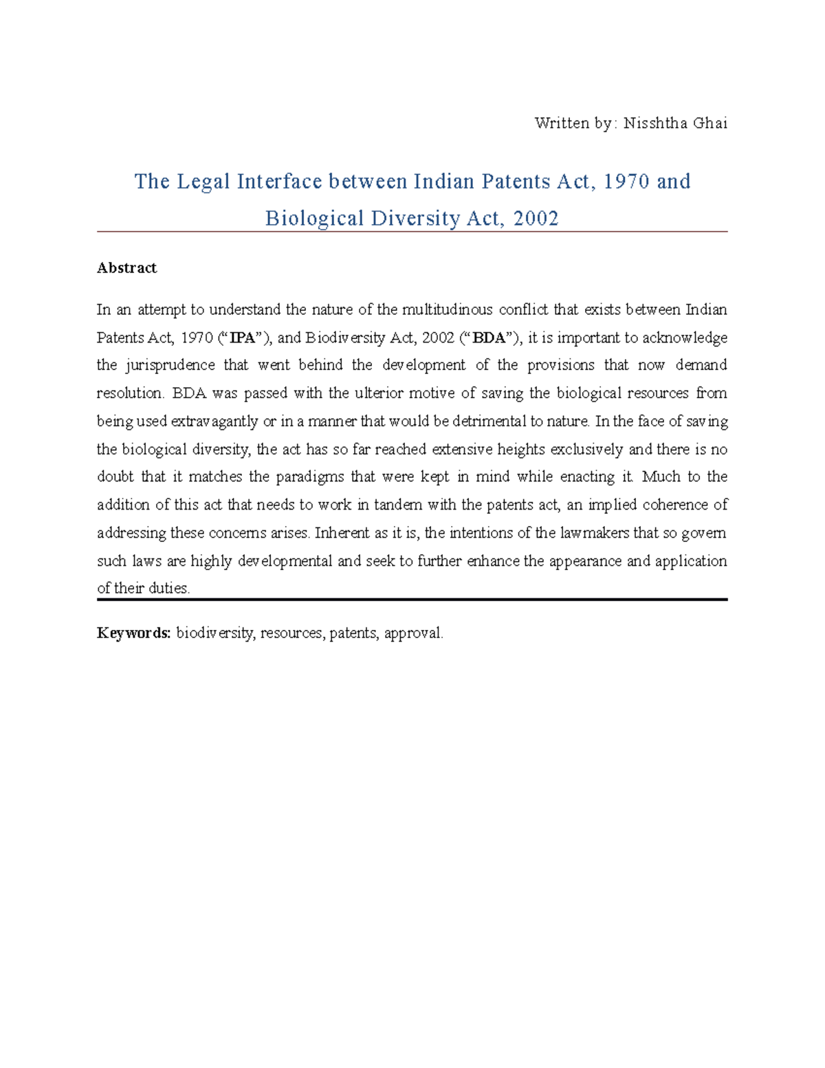 IPA-BDA revised - The Legal Interface between Indian Patents Act, 1970 ...