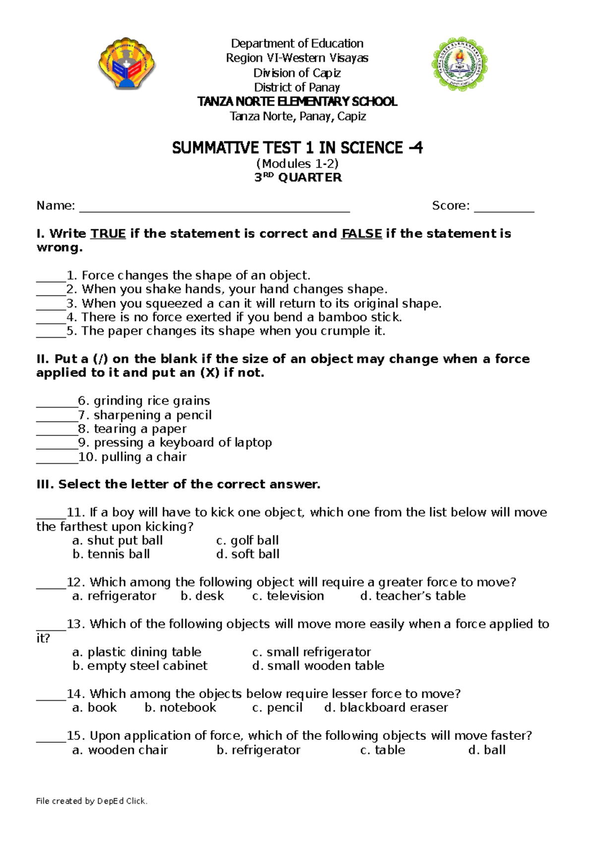 SCI4 ST1 Q3 - N/A - Department of Education Region VI-Western Visayas ...