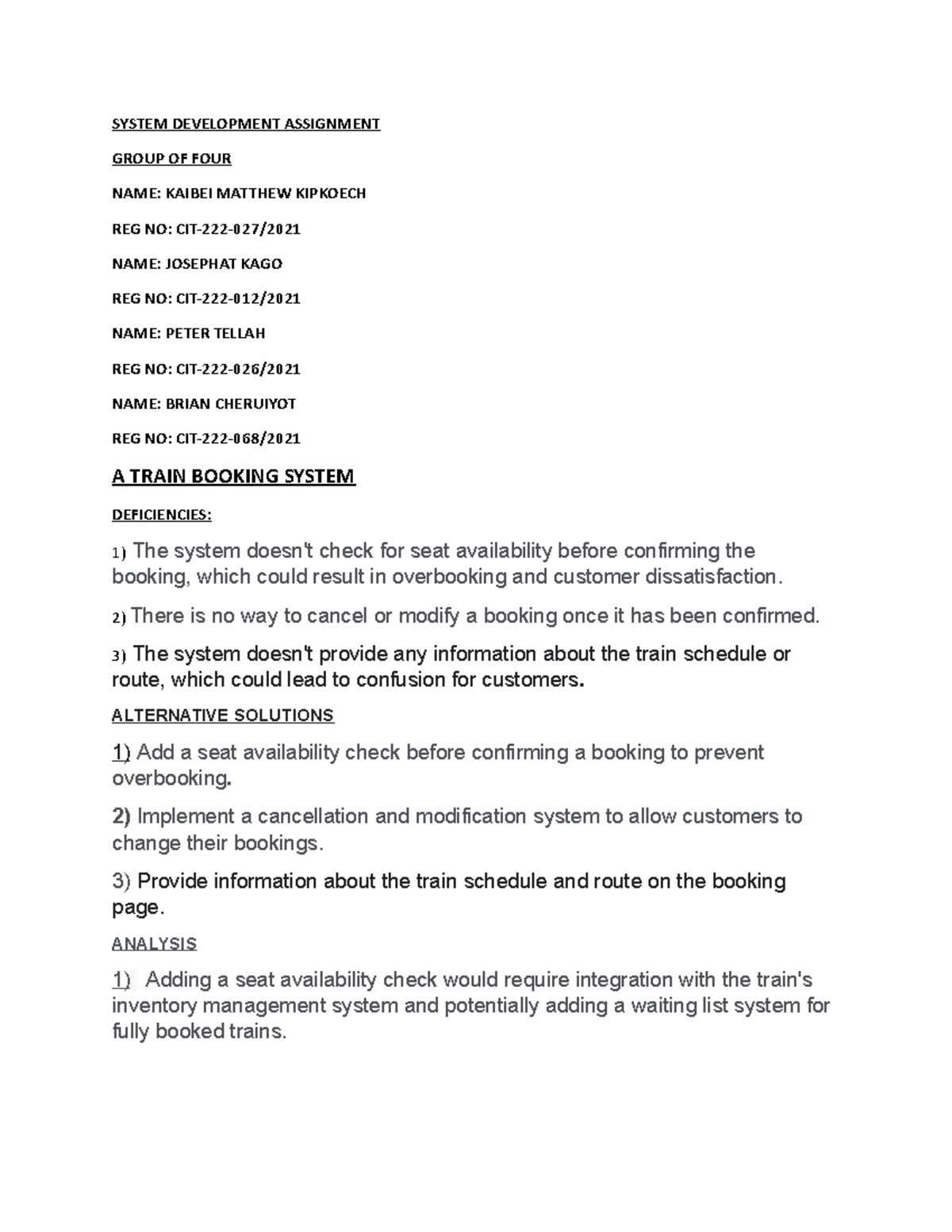 System Development Assignment - SYSTEM DEVELOPMENT ASSIGNMENT GROUP OF ...