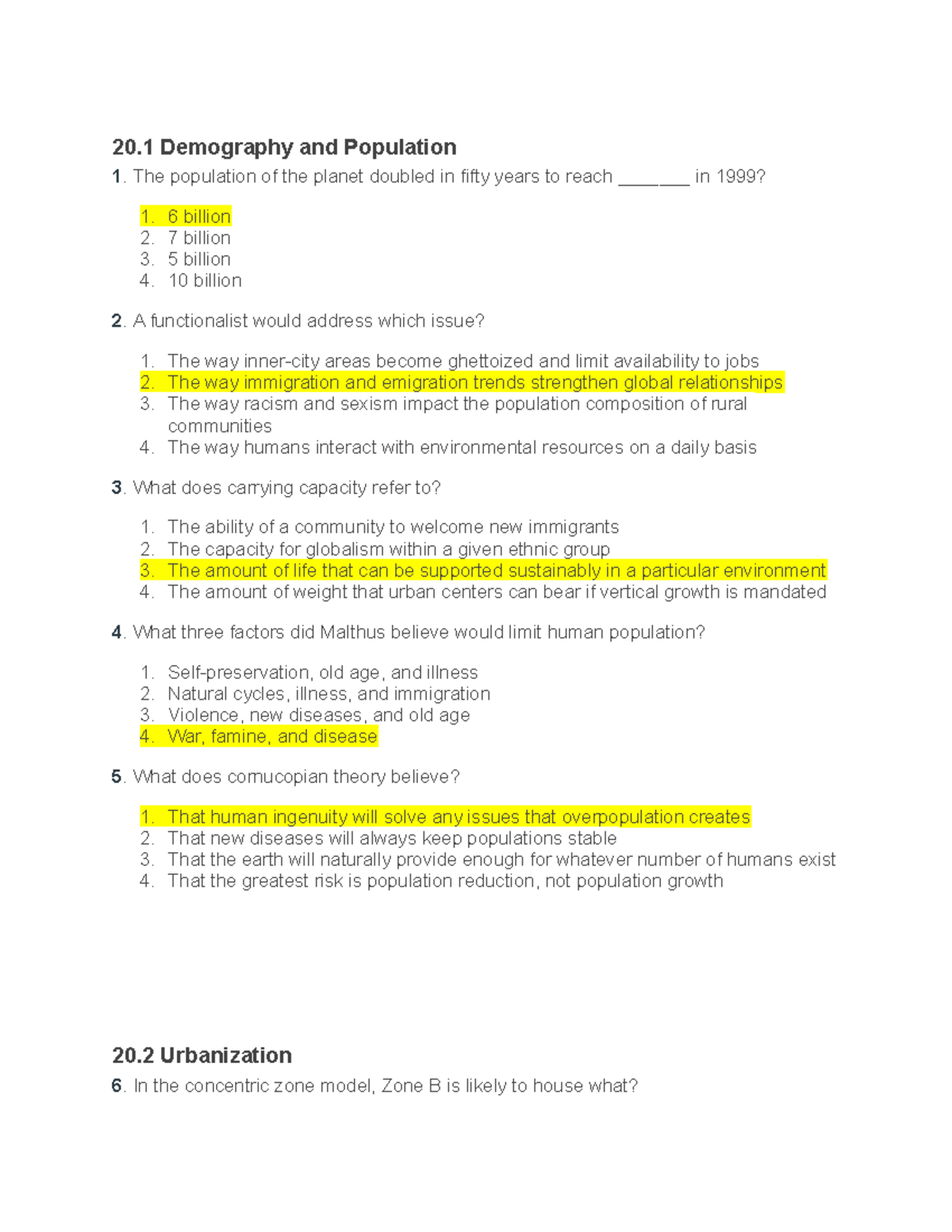 Chapter 20 Study Guide Without Answers - 20 Demography and Population ...