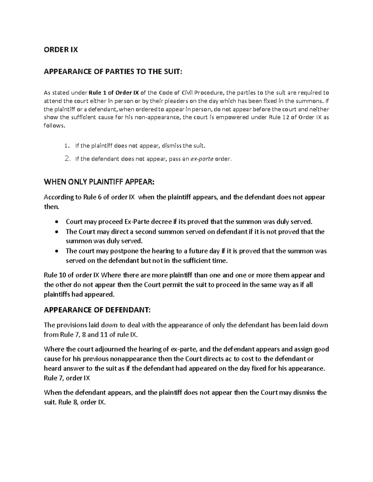 3 order completed pdf - notes - ORDER IX APPEARANCE OF PARTIES TO THE ...