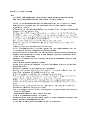 Chapter 8 - Chapter 8- Social Conflict, Critical Criminology, and ...