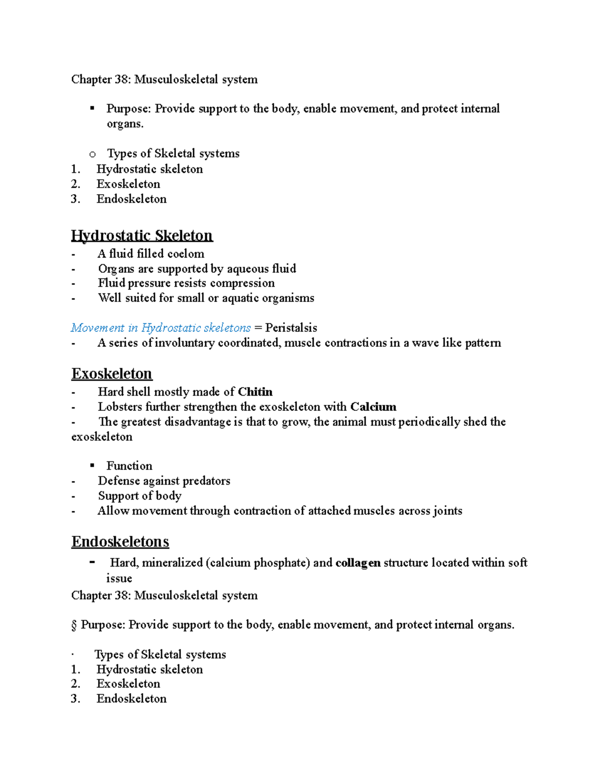Bio- Ch 38 Muscloskeletal system - Chapter 38: Musculoskeletal system ...