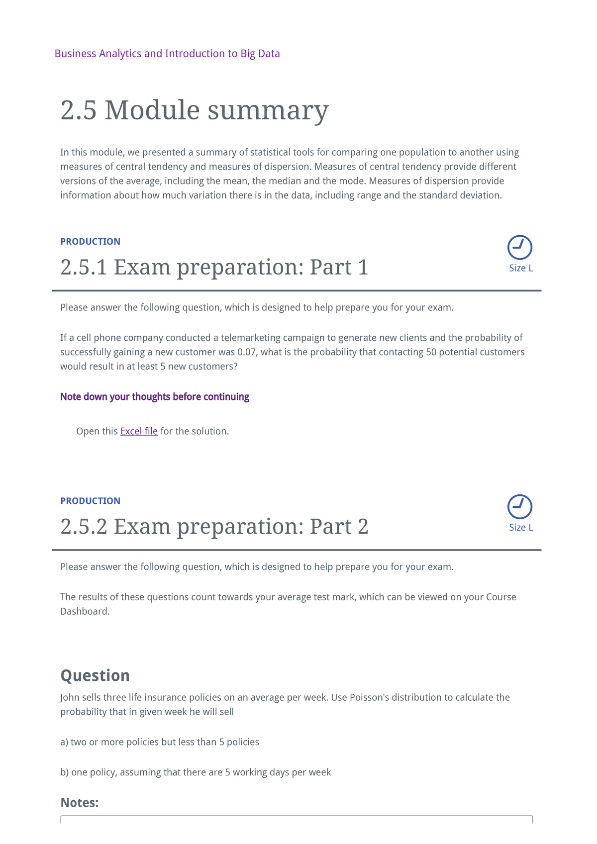 Module summary 2 - Notes - In this module, we presented a summary of ...