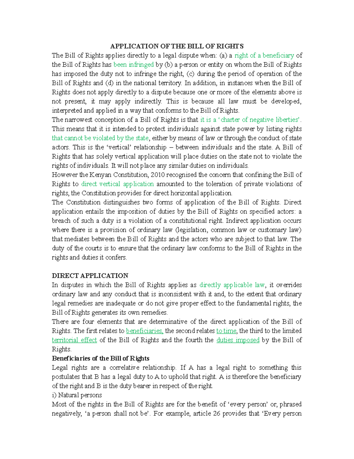 3 Application OF THE BILL OF Rights - APPLICATION OF THE BILL OF RIGHTS ...