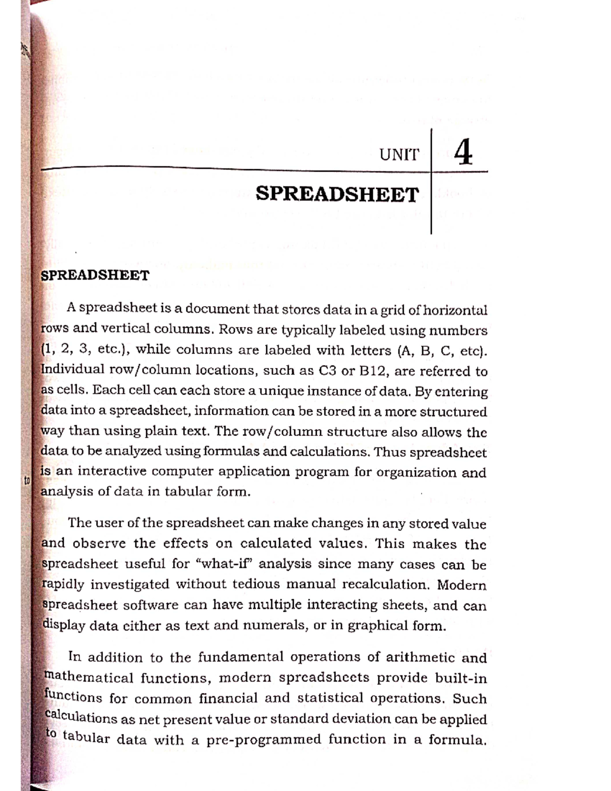 Computer fundamentals. spreadsheet - Computer fundamentals and digital ...