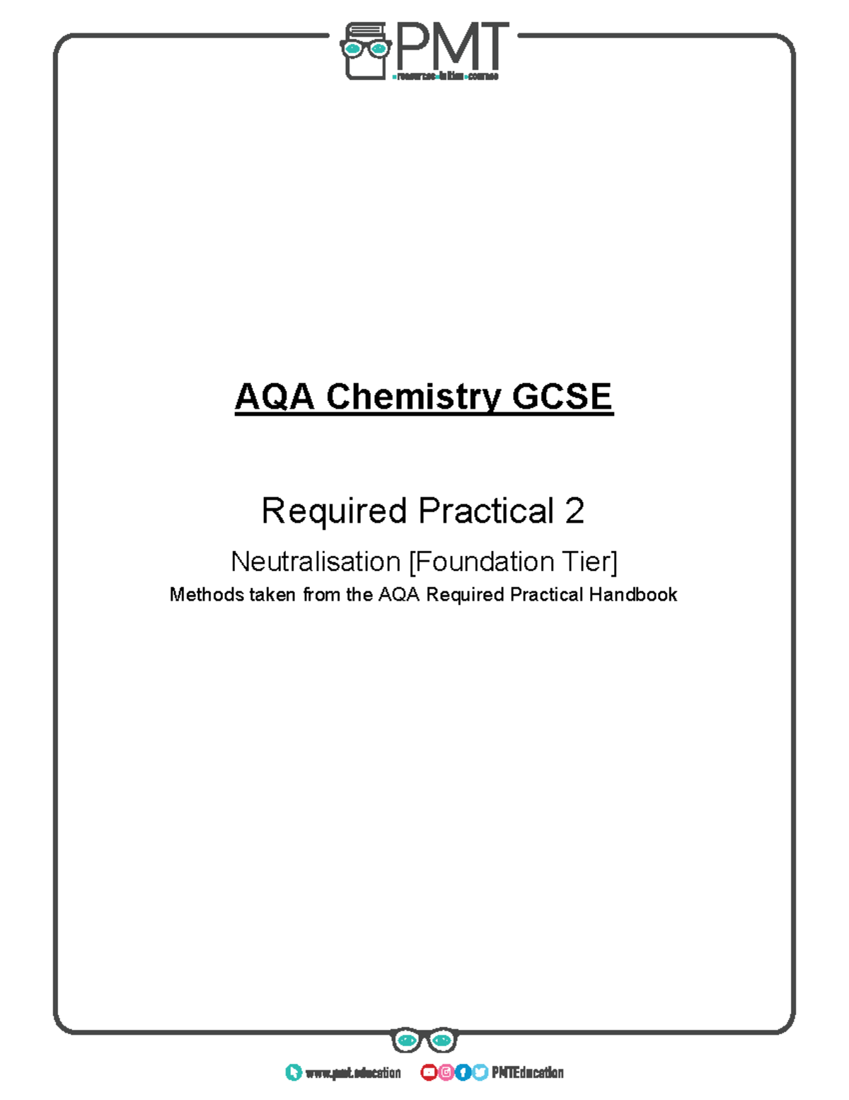 RP 2 Neutralisation (FT) - AQA Chemistry GCSE Required Practical 2 Neutralisation [Foundation ...