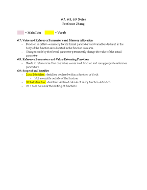 CSC 135 C++ Programming Unit 5.1-5.2 Reading Notes - 5-1: Why is ...