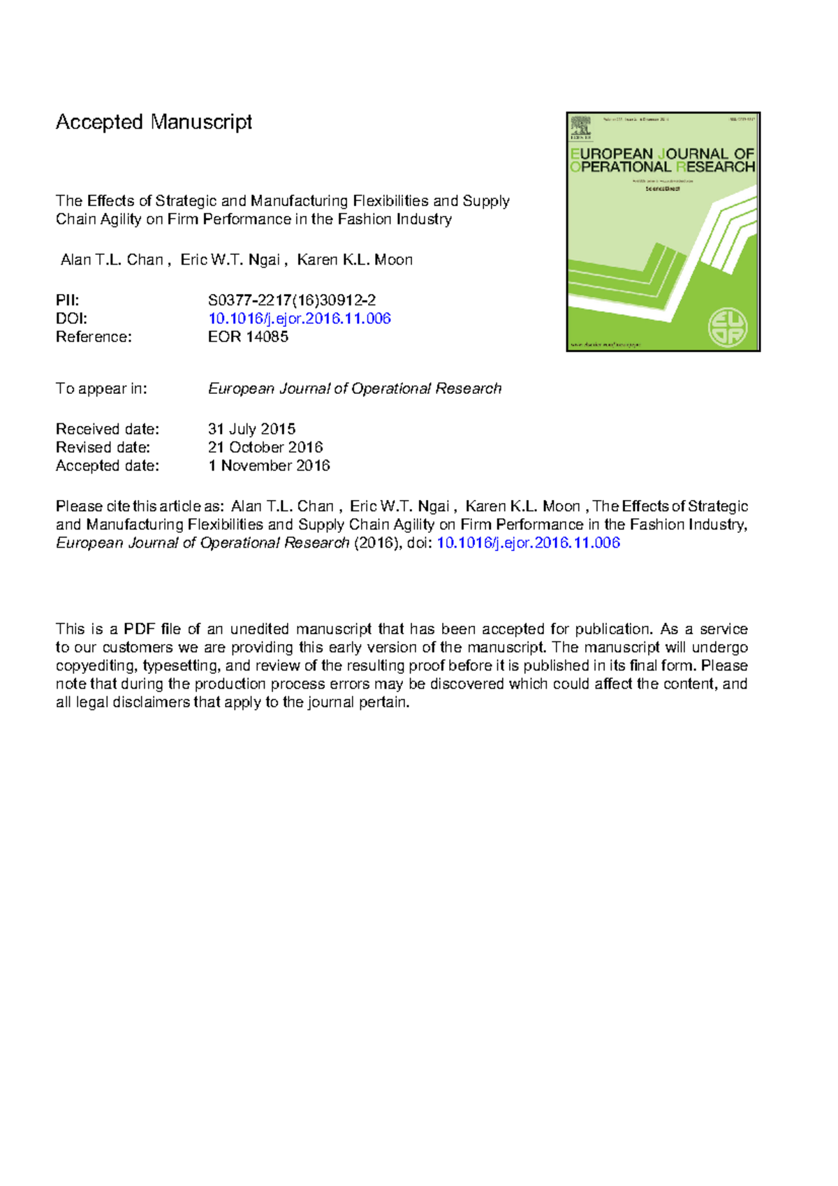 Fit business strategy - manufacturing strategy - The Effects of ...