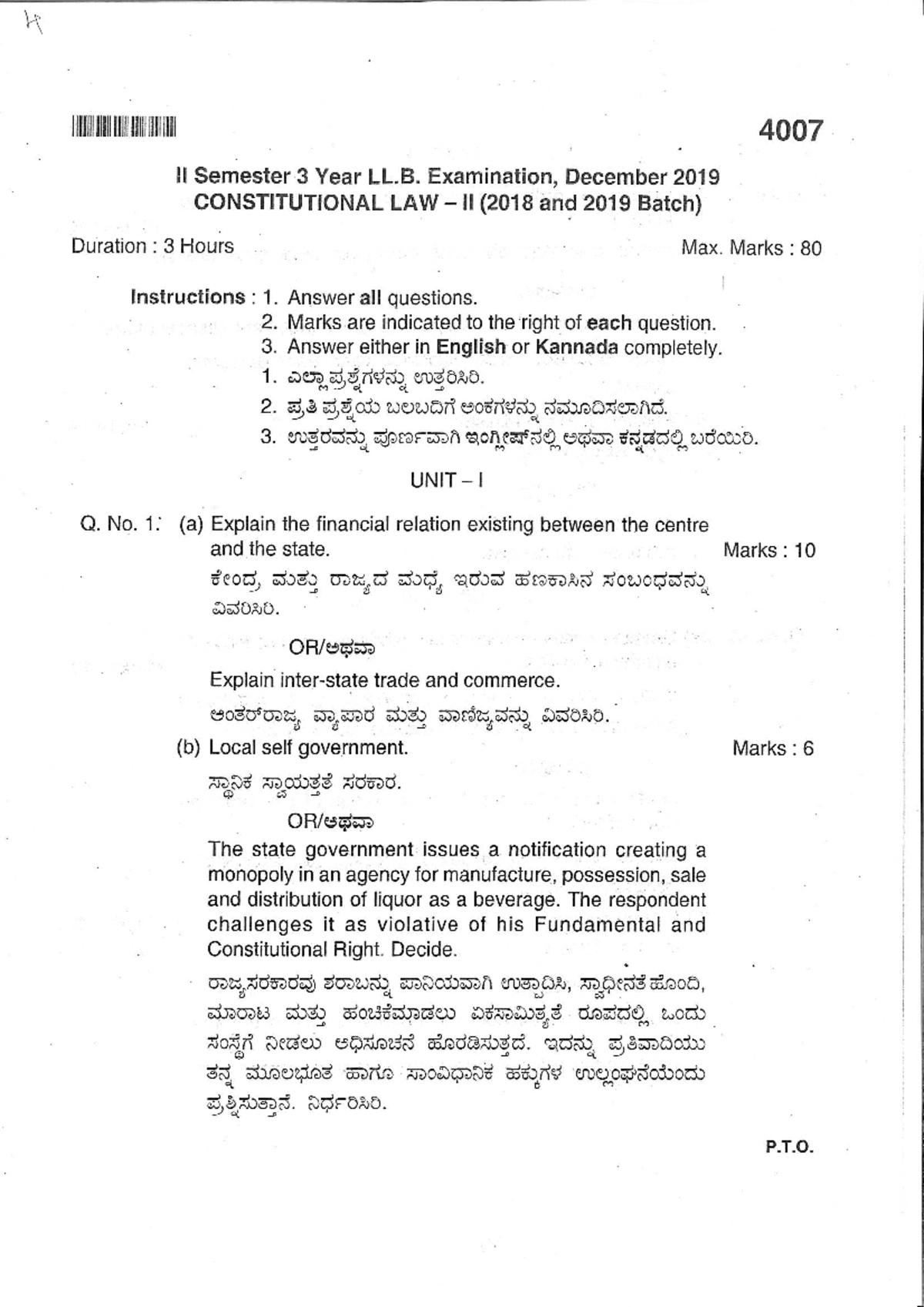 Constitutional law question paper 2018 19 - Ballb - Studocu
