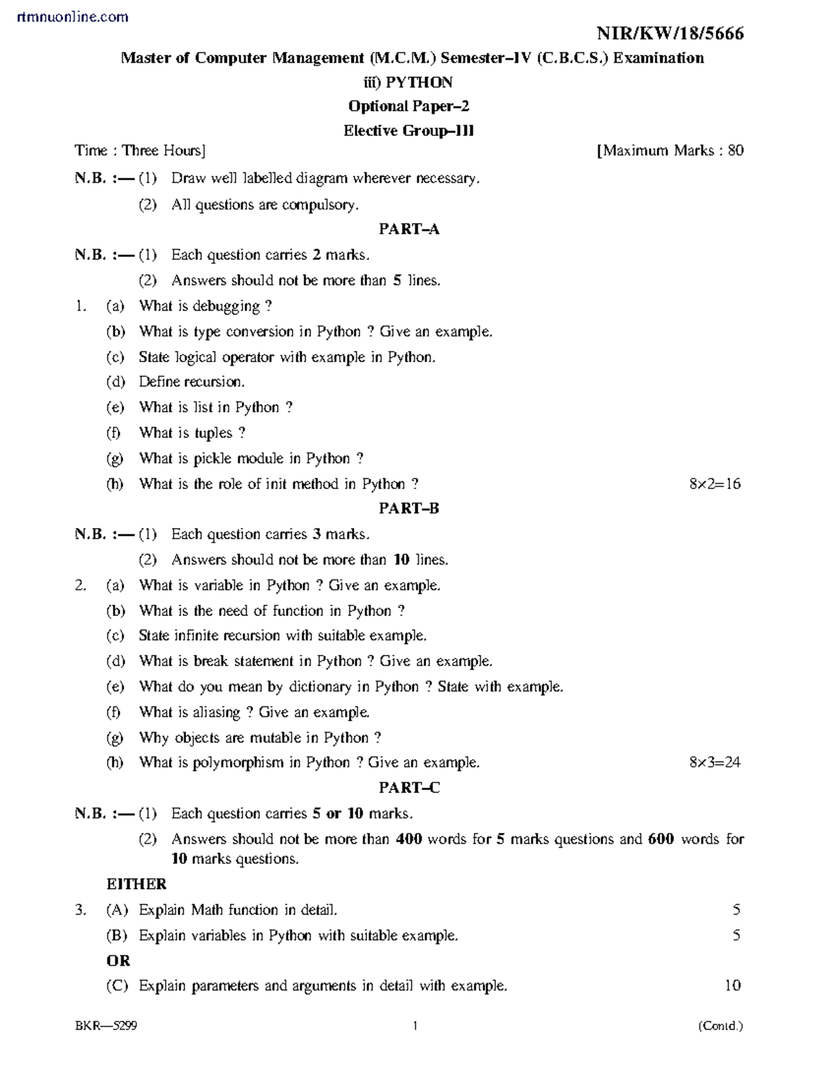 Mcm 4 sem python winter 2018 - NIR/KW/18/ Master of Computer Management ...